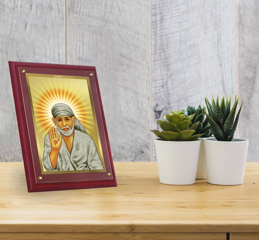 DIVINITI Shirdi Sai Baba Gold Plated Wall Photo Frame|MDF 4 Wooden, 24K ...