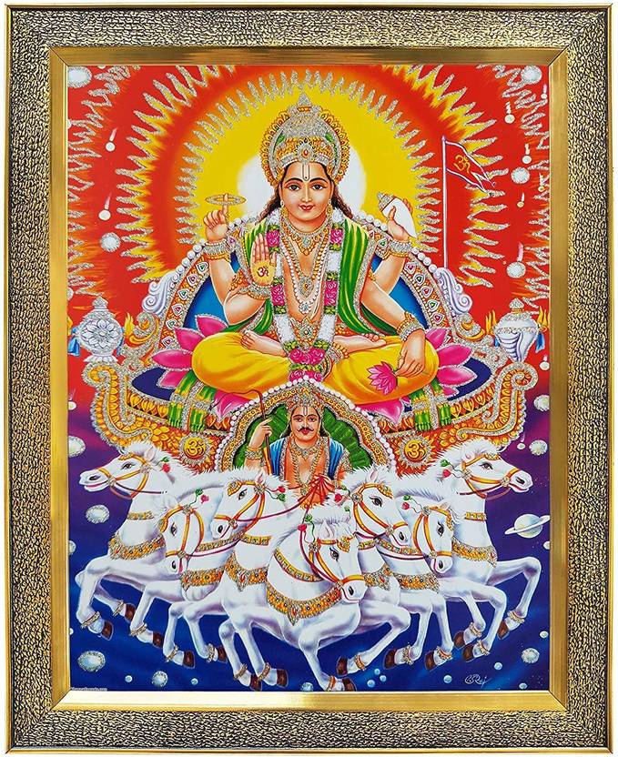 koshtak Lord Surya dev with 7 Seven Lucky Horses vastu Religious Frame ...