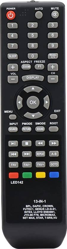 LRIPL Universal Remote for ,LCD LED Smart TV BPL, Dapic, Mircromax ...