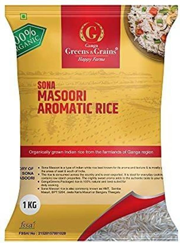 Gangagreens And Grains Sona Masoori White Rice - 1 KG |Highly ...