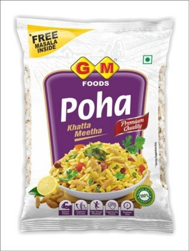 GM FOODS Thick Medium-Cut (Flattened Rice)Ntural,Khatta Meetha Poha ...