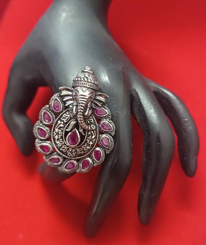 SHREE SHAKTI ARTS SHREE SHAKTI ARTS German silver Ganapati Ring Silver ...