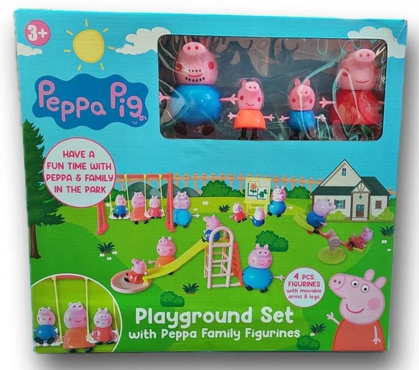 KREDZSTAY Peppa Playground Fun Playtime Set 4 Pcs Figurines with ...