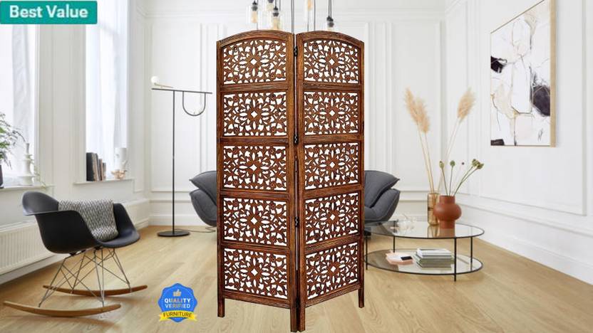India wood mart Wooden Room Divider | 2 Panel Design Partition | Wood ...