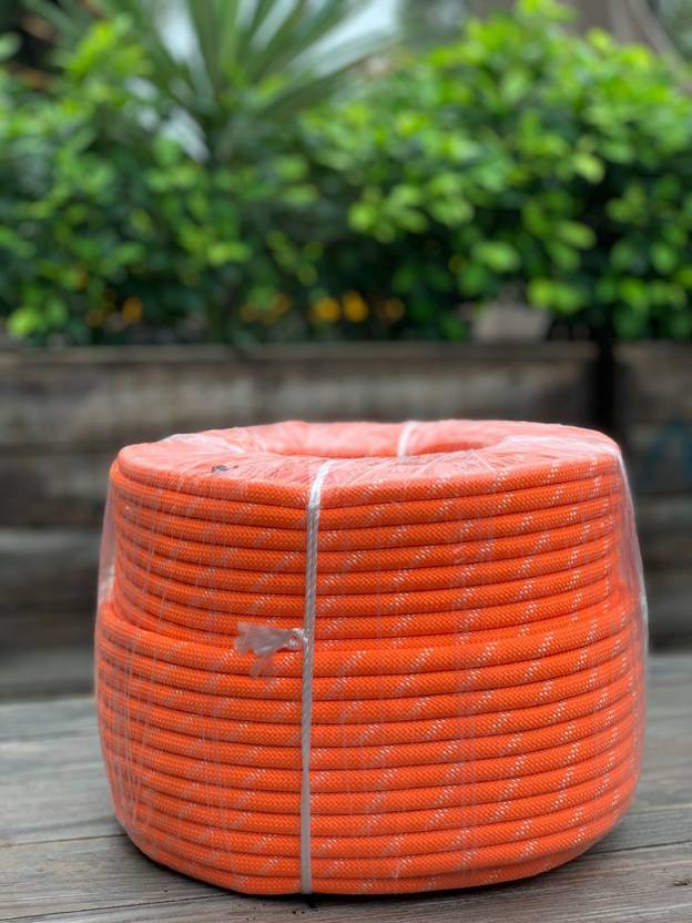 Sahas Kernmantle Static Rope 10.5mm (100 mtr.) Orange with white tracer ...