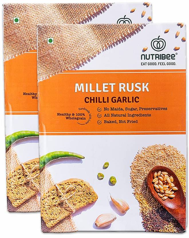 Nutribee Multigrain Millet Rusk - Chilli Garlic | 400g Chilli Garlic ...