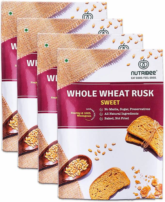 Nutribee Whole Wheat Atta Sweet Rusk | Refined Sugar-Free | Healthy ...