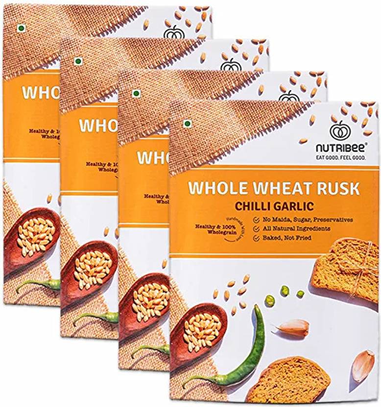 Nutribee Whole Wheat Atta Rusk - Chilli Garlic | Refined Sugar-Free ...