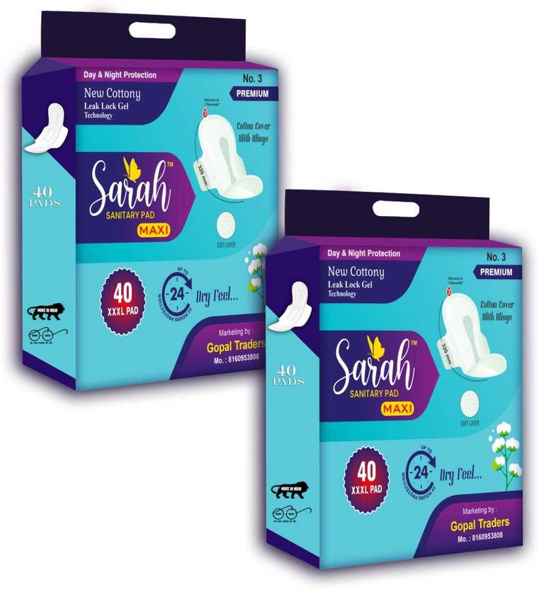 Sarah Secure XXXL Wings 80's Pack Sanitary Pad Sanitary Pad | Buy Women Hygiene products online ...