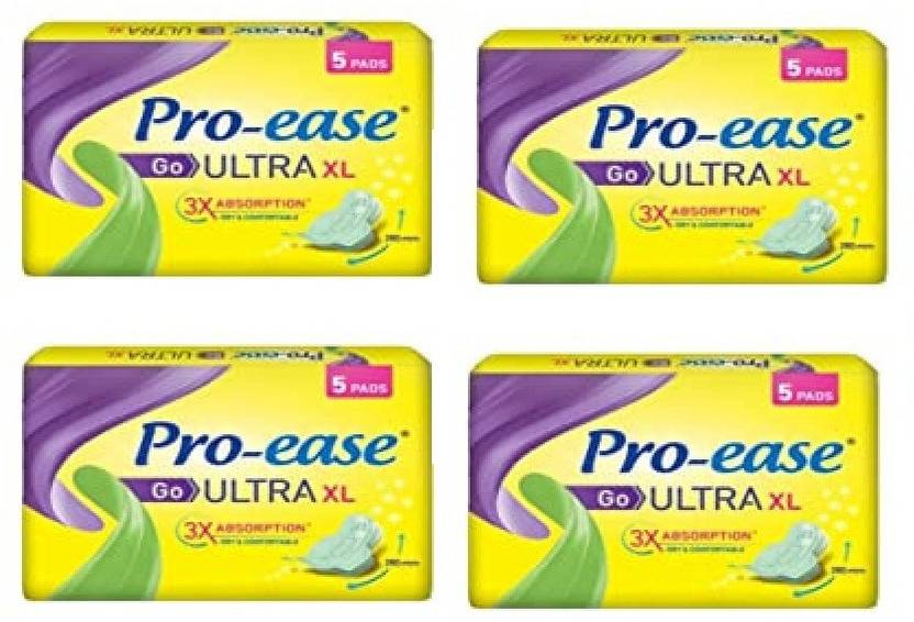 Pro-ease ease ase ultra sanitary napkins pads 5 +5+5+5 pads (pack of 4 ...