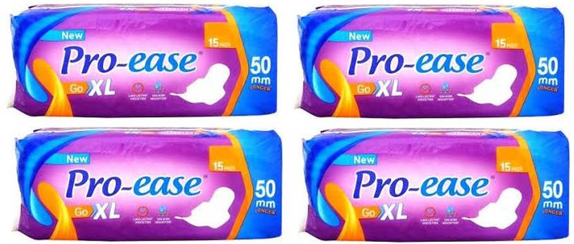 Pro-ease Ease Go Long XL 15+15+15+15 Sanitary Pads (Pack of 4) Sanitary ...