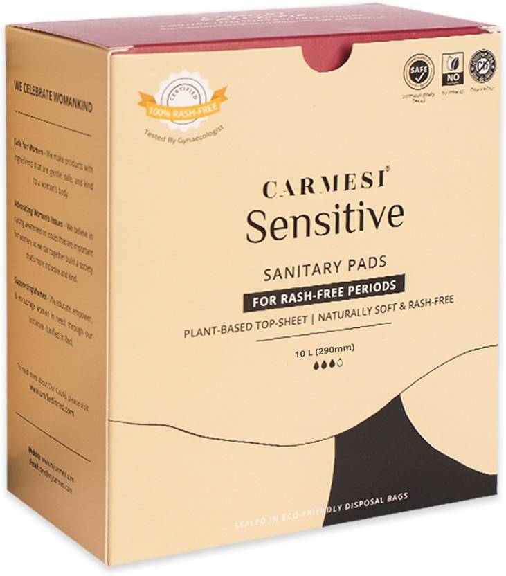 carmesi Sensitive - Sanitary Pads for Rash-Free Periods (10 Large ...