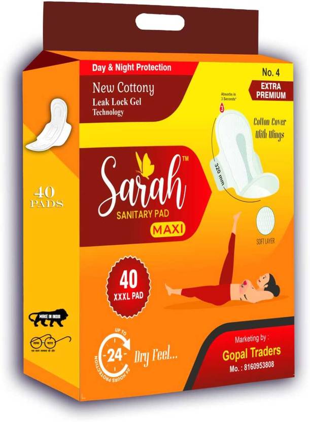 Sarah Soft & Rash Free XXXL Sanitary Pad, With 3 Seconds Absorption for ...