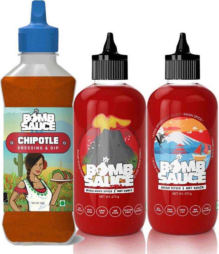 bomb sauce Chipotle Dressing & DIp & Himalayan Spice Extra Hot & Asian ...