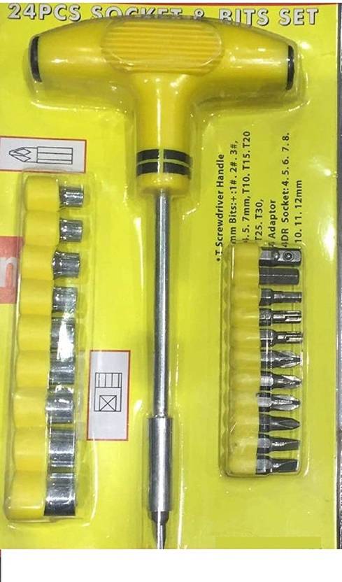 Xydrozen T Shape Screwdriver Set Batch Head Ratchet Pawl Socket Spanner ...