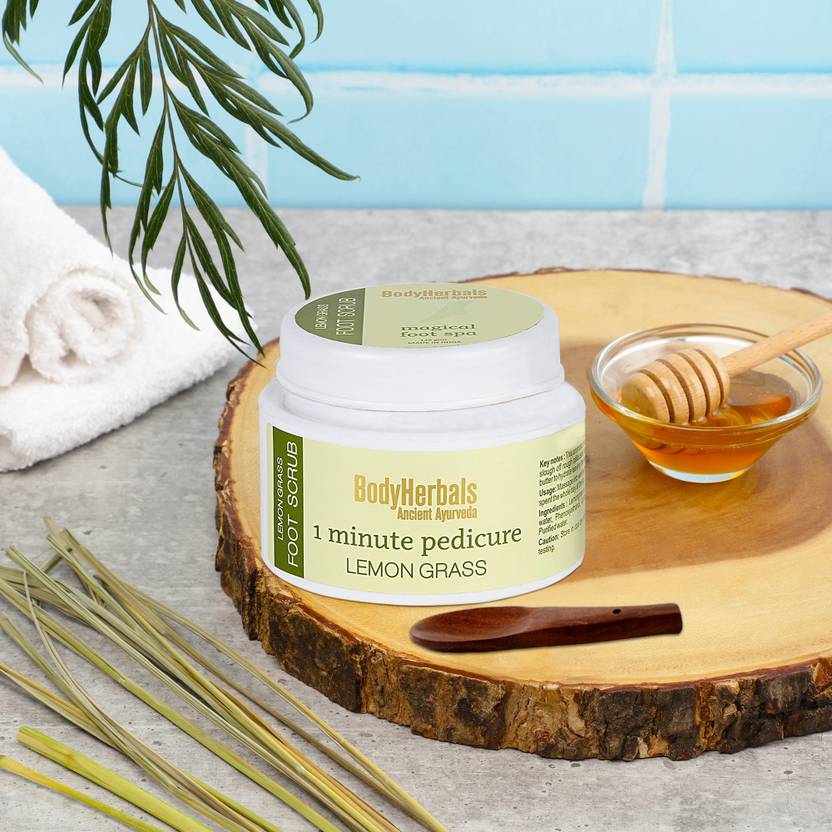 BodyHerbals Lemongrass Foot Scrub, 1 Minute Pedicure Heel care cream ...