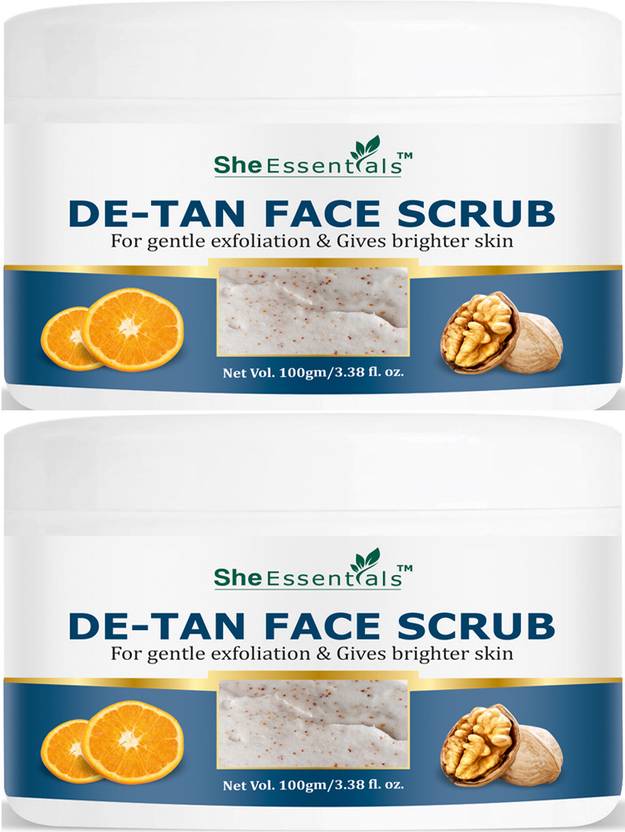 She Essentials De-Tan Scrub for Sun Tan Removal, Anti Acne, Glowing ...