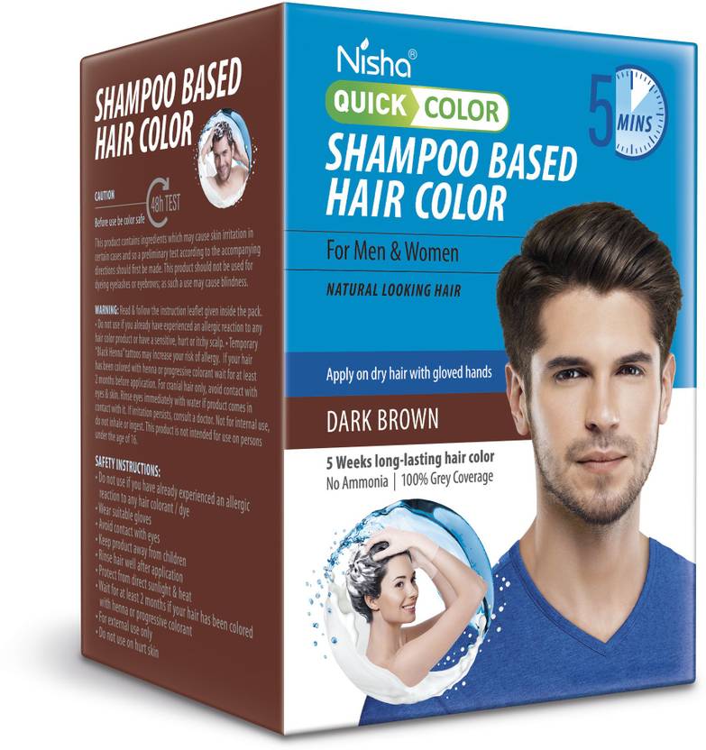 Nisha Shampoo hair colour dark brown for women 20ML Each Sachet (10 ...