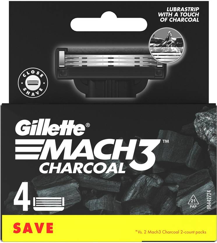 Gillette Mach3 Charcoal Shaving Razor Blades - 4s Pack(Cartridge ...