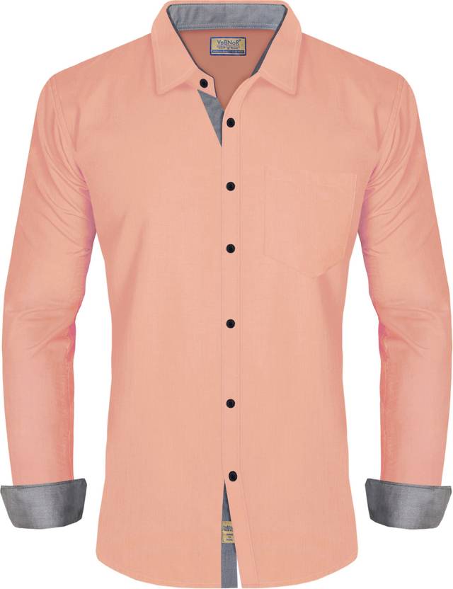 VeBNoR Men Solid Casual Orange Shirt - Buy VeBNoR Men Solid Casual ...