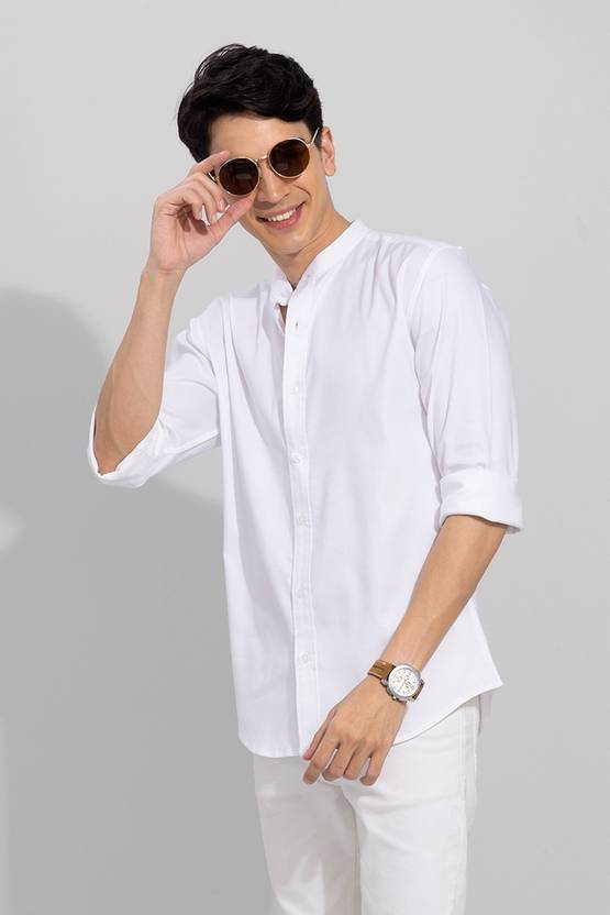 Snitch Men Solid Casual White Shirt Buy Snitch Men Solid Casual White