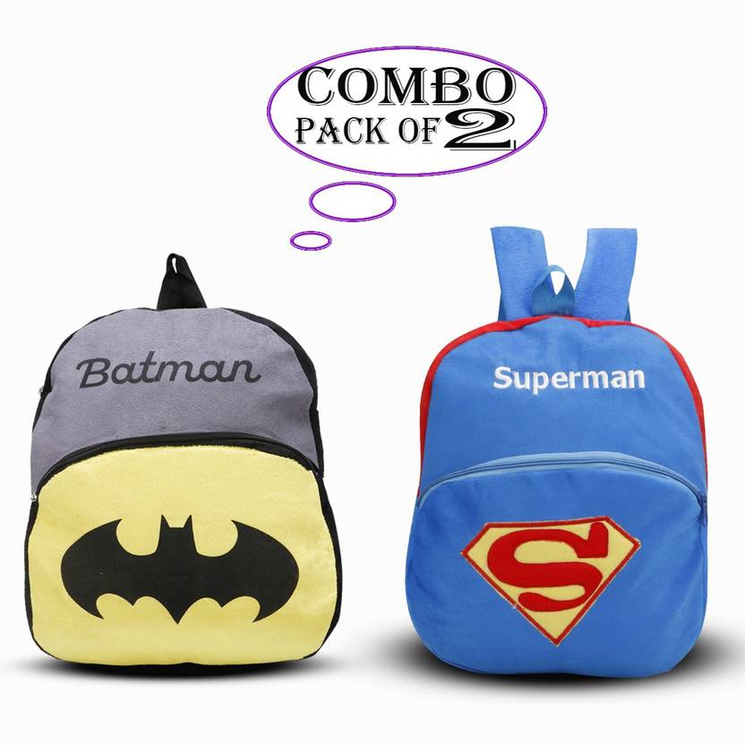 ARN Kids School Bag Combo Batman & Superman Cartoon Baby Boy/Girl Bag ...