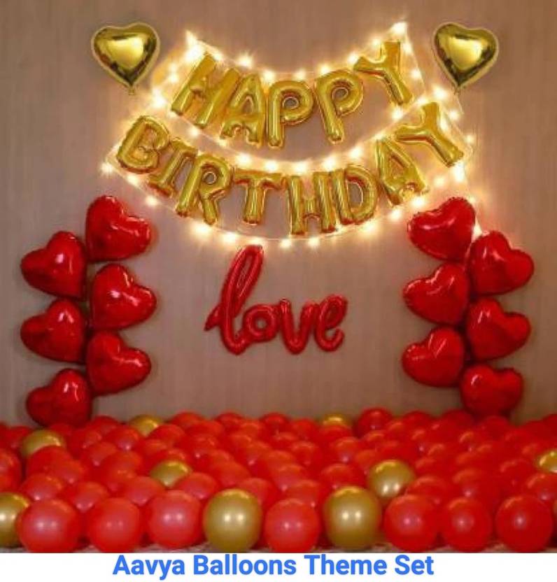 aavya balloons Gold, Red Balloons Theme Price in India - Buy aavya ...
