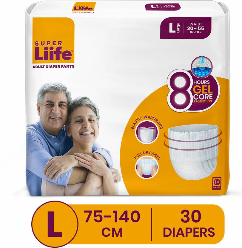 Super Liife Adult Pant Style Diaper, Unisex, Leakproof, Elastic Waist ...