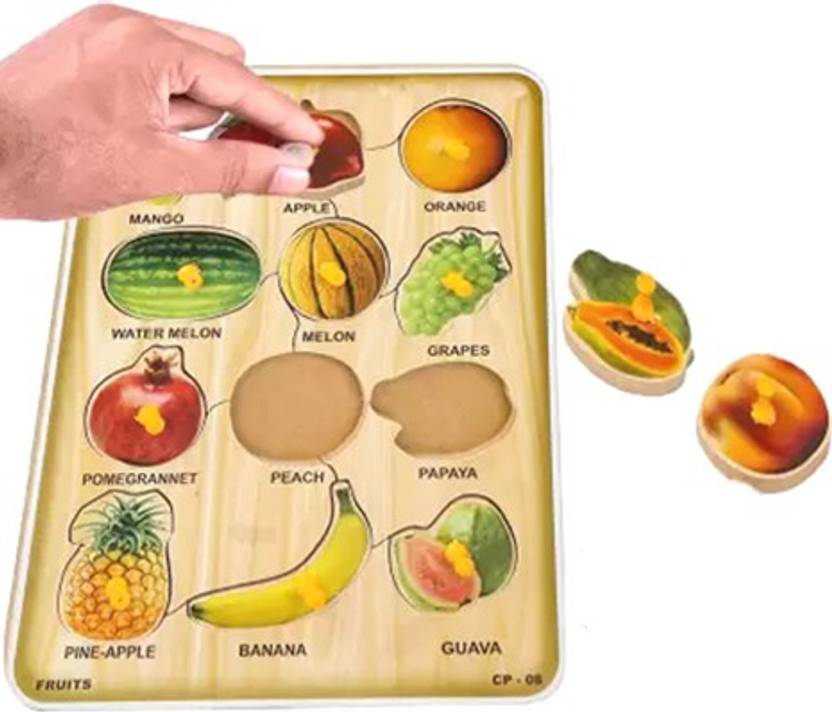 toiphy Fruits Educational Board with Knobs|Wooden Fruits Puzzle Price ...