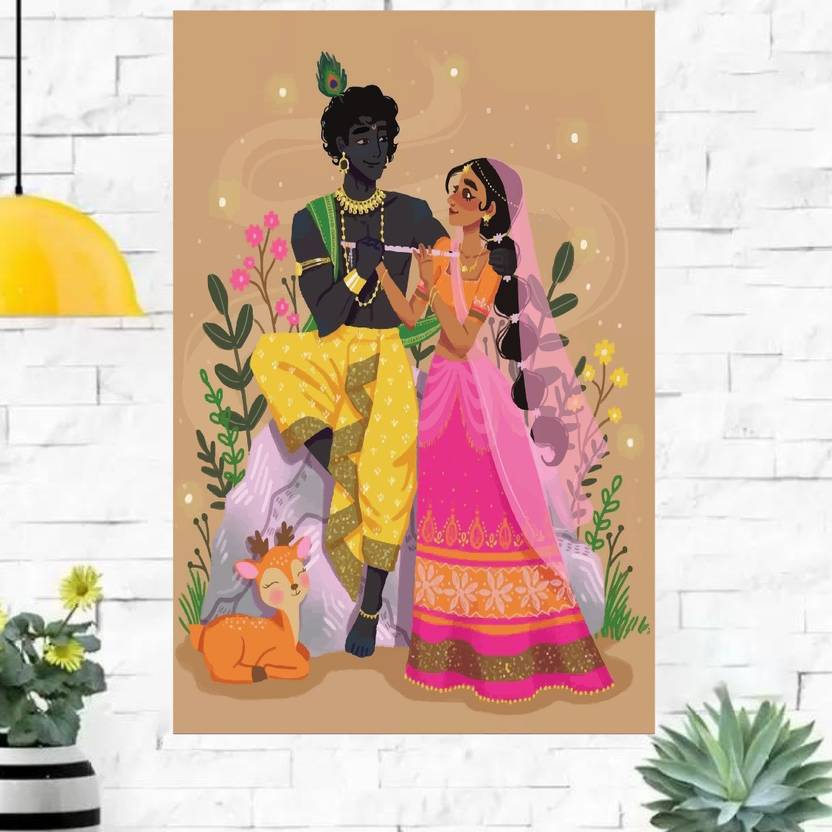 Radha Krishna Vector Wall Poster, High-Quality Radha Krishan Jodi Wall ...