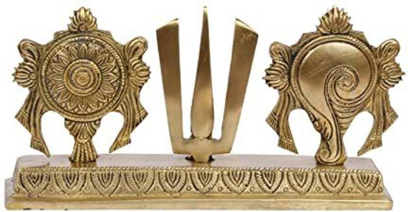 Brass Statue Villa Shankh Chakra Namah Showpiece Shankha Tilak Padma Decorative Showpiece 108