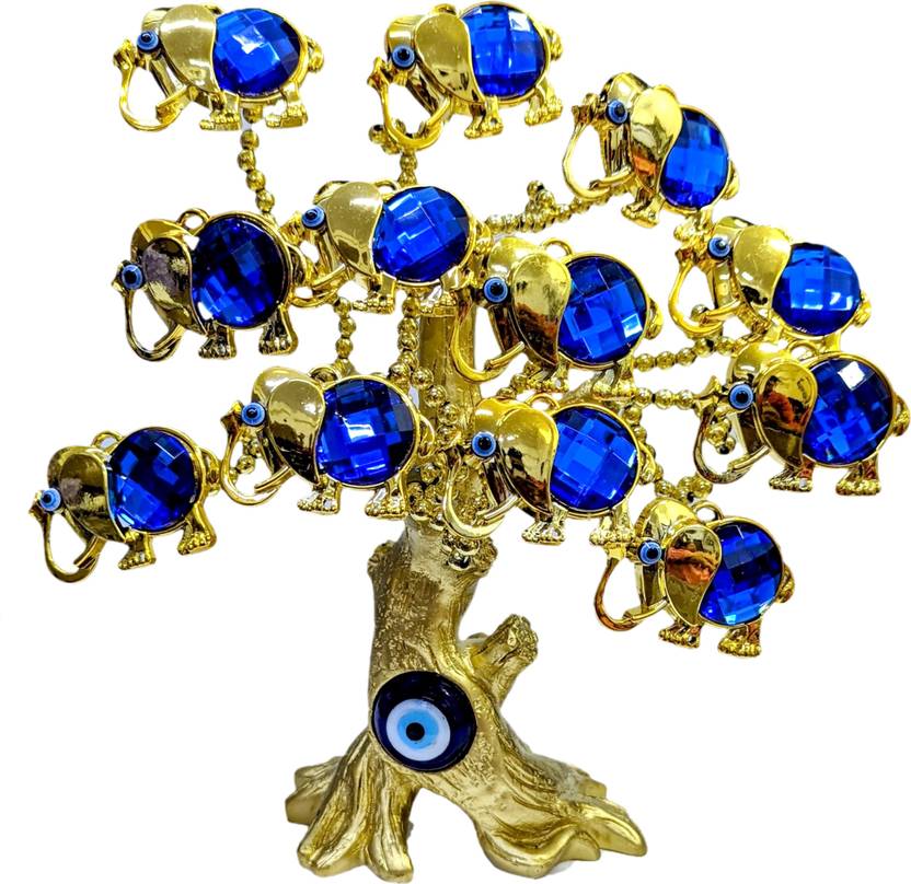 PIXART Elephant Evil Eye Tree For Good Luck Showpiece, Standard, Blue ...