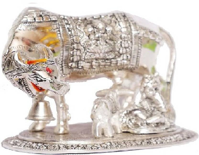 LABHCART Metal Kamdhenu Cow & Calf with Bal Gopal Krishna Statue for ...