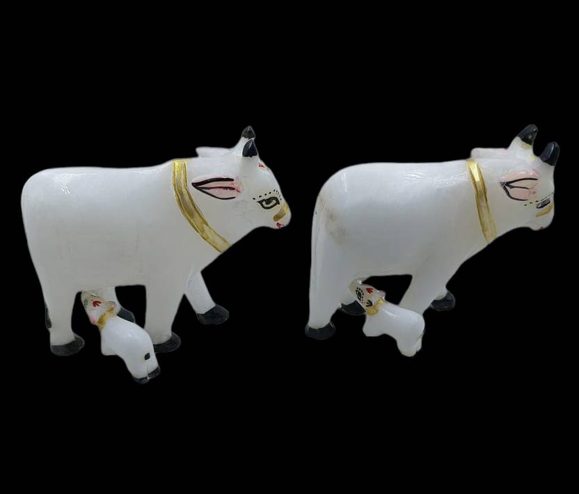 MAA MANSA DEVI cow and calf (double) statue decorative for home -9.5 cm ...