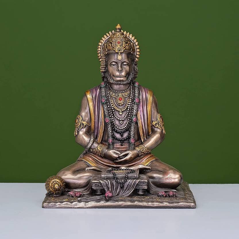 Ekaa Handicrafts Beautifully Handcrafted Cold Cast Bronze Hanuman Dhyan ...