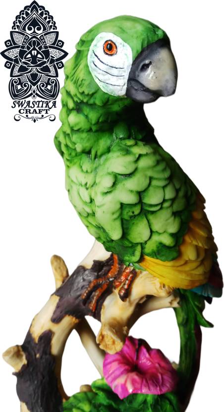 Swastika Craft Resin Green Macaw Parrot Statue Showpiece Decorative ...
