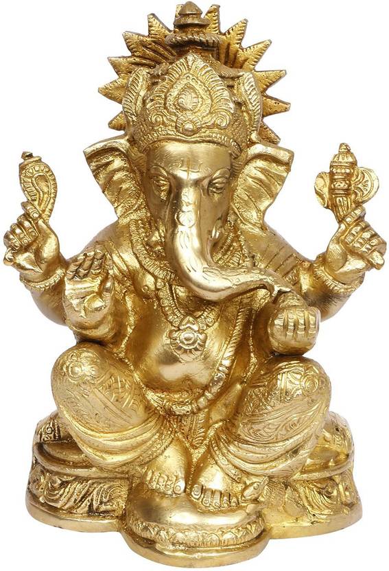 Brass statue villa Sitting Ganesha Ganpati Idol for Gift Ganesh Big ...