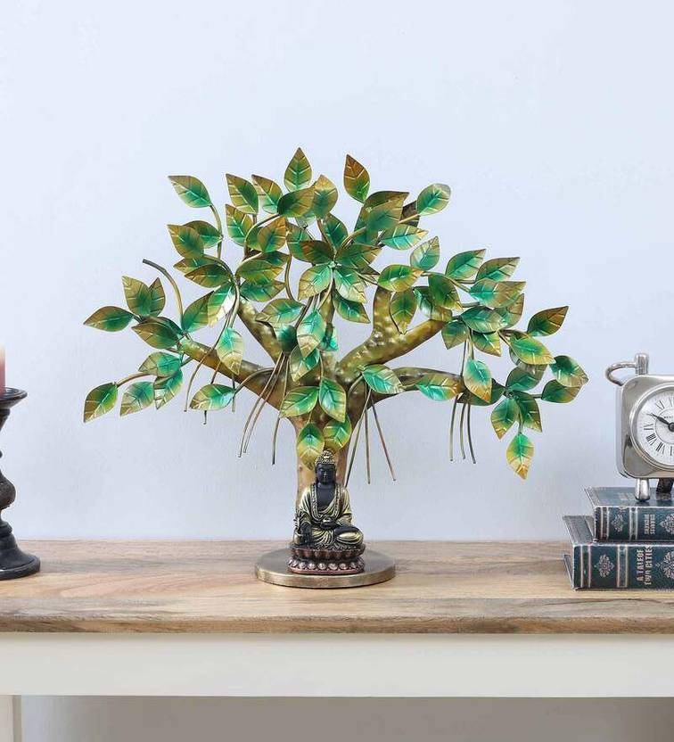 Sandhya Craft Sitting Buddha idol under Iron Pipal Tree Home Dimension ...