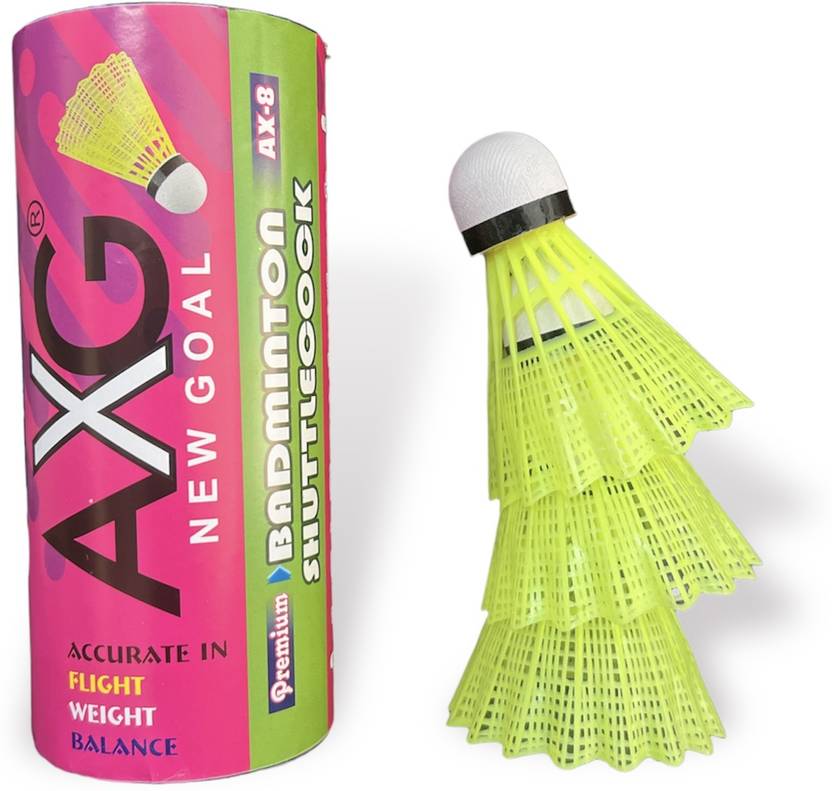 AXG NEW GOAL AX8 Premium Shuttlecock With Wooden Cork (Pack Of 3) Nylon ...