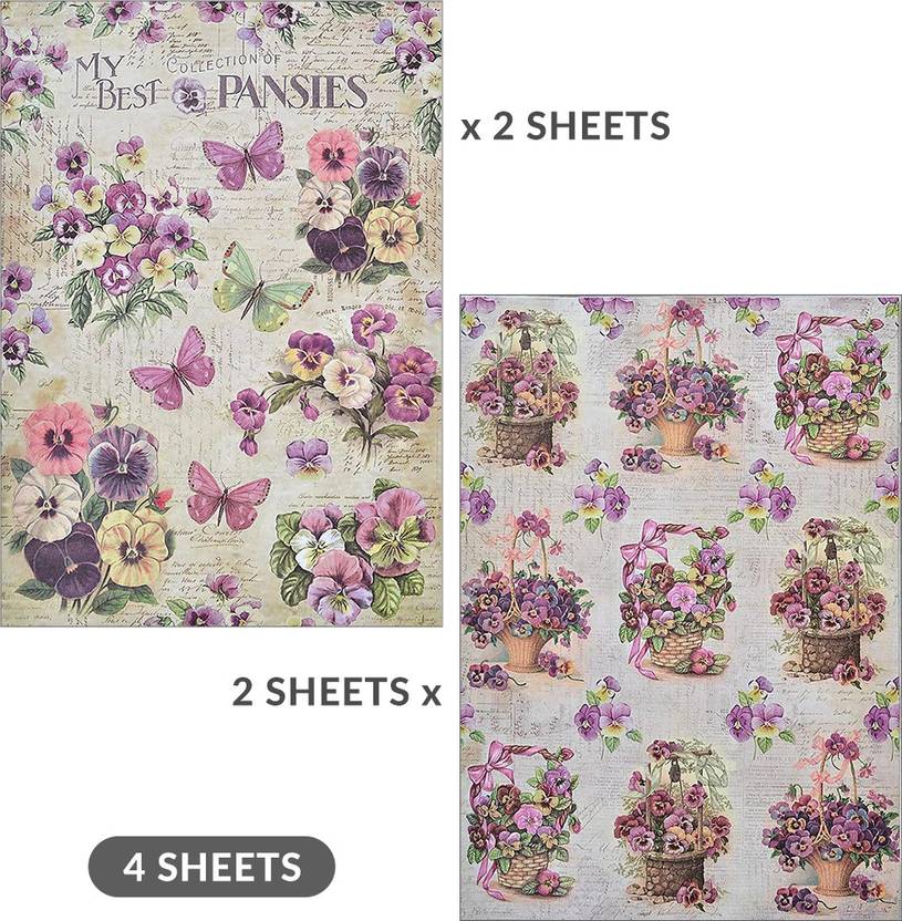 LITTLE BIRDIE DECOUPAGE PAPER A4 PRETTY PANCIES/ PANCY GARDEN4 SHEETS ...