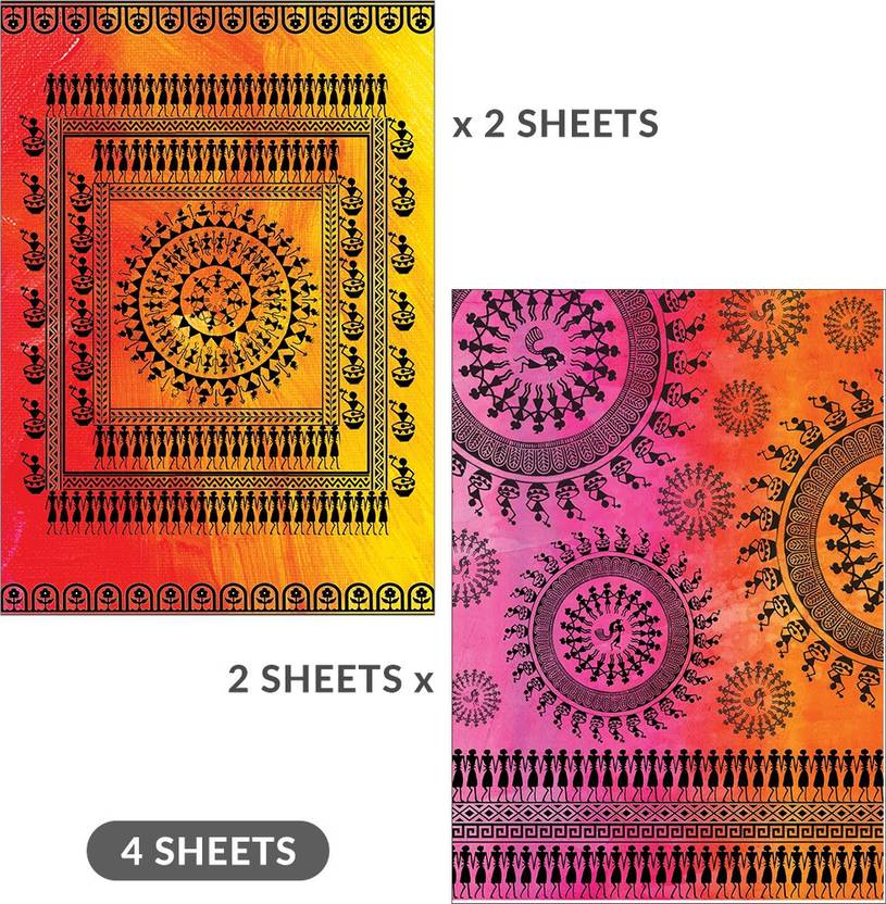 LITTLE BIRDIE Decoupage Paper Warli Mandala A4 70GSM 2 Designs 4Sheets ...