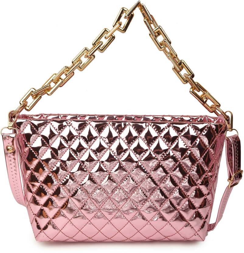 Queens Pink Sling Bag Mirror Glossy Black Leather Sling Bag For Women ...