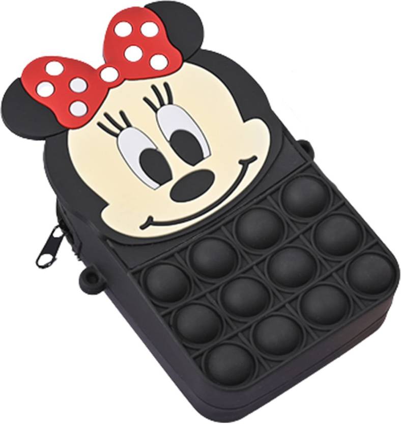 SYGA Black Shoulder Bag Children Pop It Fidget Minnie Mouse Bubble ...