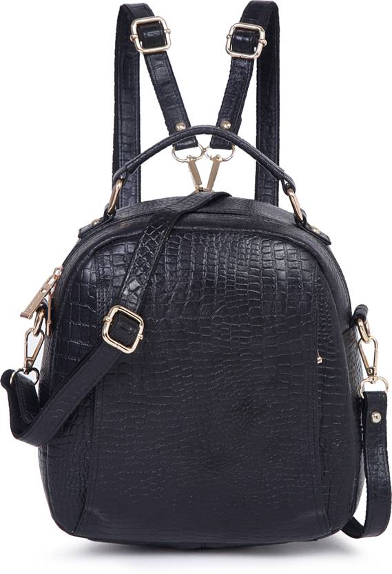 Teakwood Leathers LEATHERS SOLID TEXTURED BLACK BACKPACK 5.6 L Backpack ...