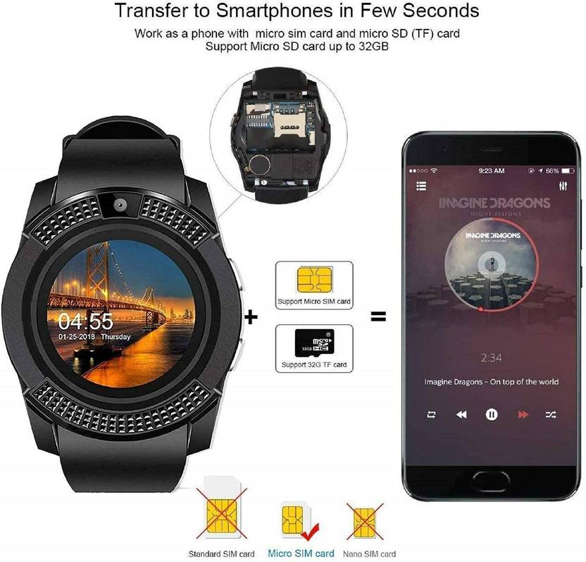 GUGGU OAD_201G_V8 Smart Watch memory card sim support fitness tracker ...