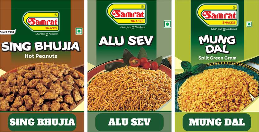 SAMRAT |Combo Pack of 3|SING BHUJIA (Peanuts)|ALU SEV (Bhujia)|MUNG DAL ...