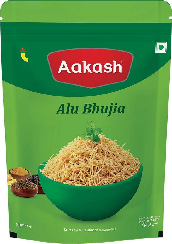 AAKASH Alu Bhujia |Light & Pudina Flavor Bhujia Namkeen | Pack of 2 ...