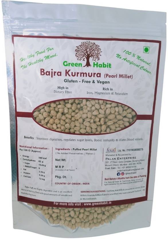 Green Habit Bajra KURMURA aka Bajri Puff for Healthy Breakfast (Pearl ...