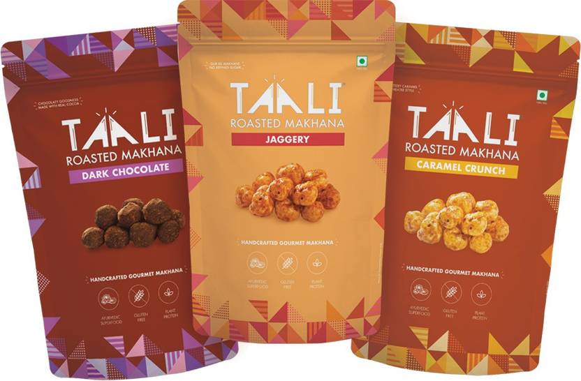 TAALI Roasted Sweet Makhana Variety Pack Jaggery, Caramel Crunch, Dark ...