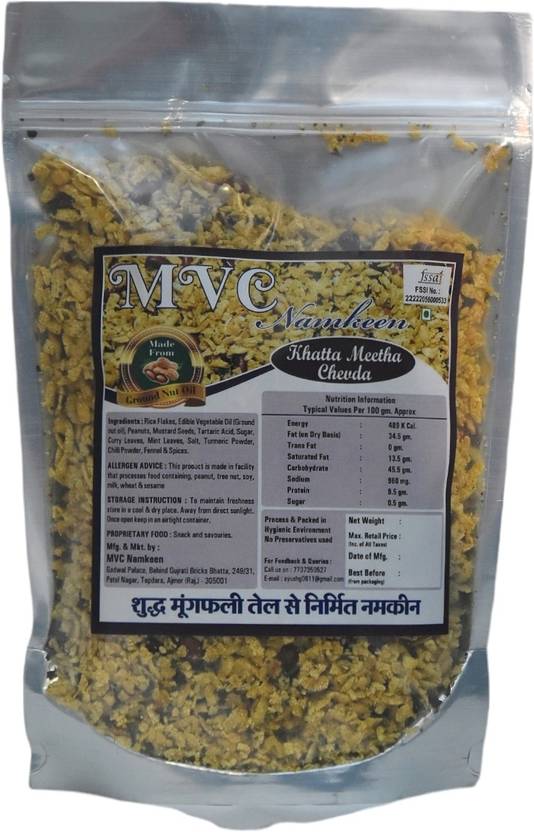 MVC NAMKEEN Khatta Mitha Chevda-480gm| Crispy, Crunchy & Khatta Mitha ...